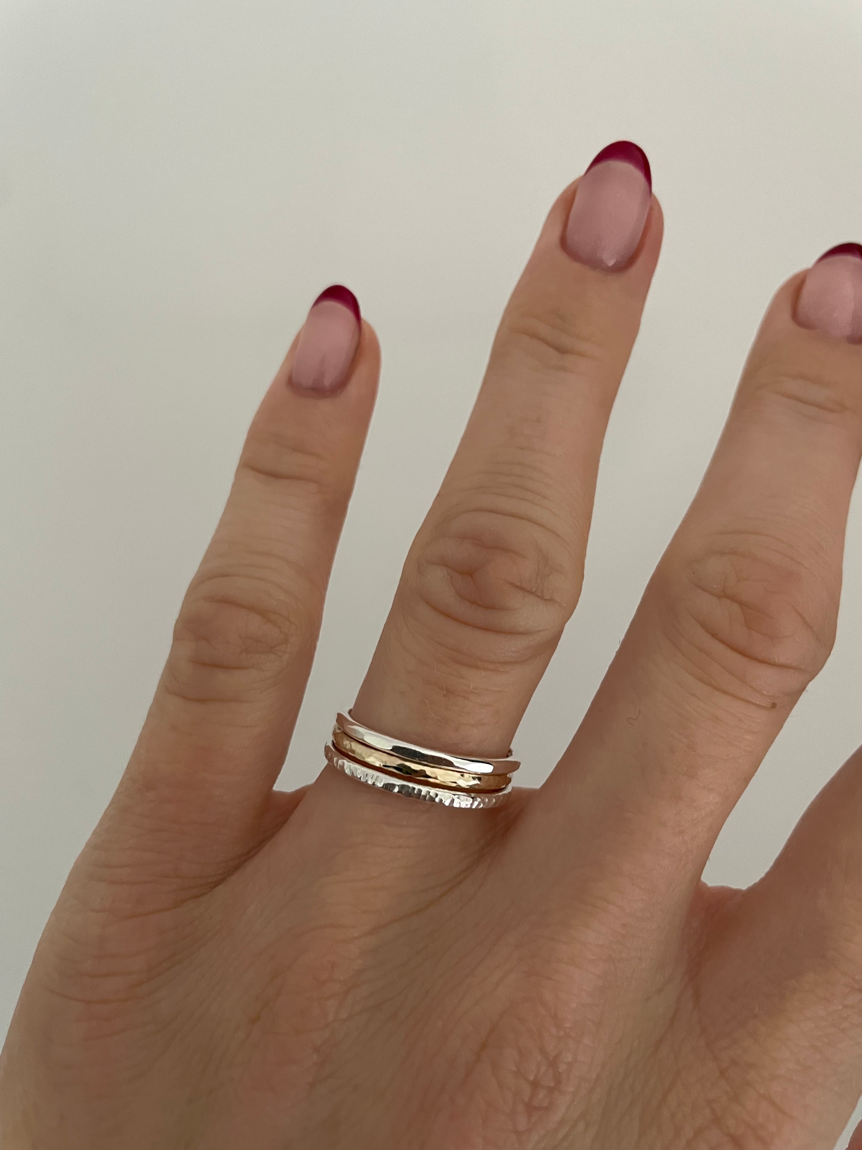 Mixed Metal Stacking Set – Sapphire and Rose Jewellery